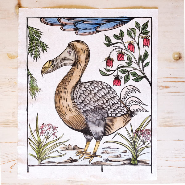 The Dodo: Hand-Painted Block Print - Papillon Press
